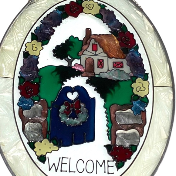 Vintage | Accents | Vintage Beautiful Stained Glass Welcome Sign | Poshmark